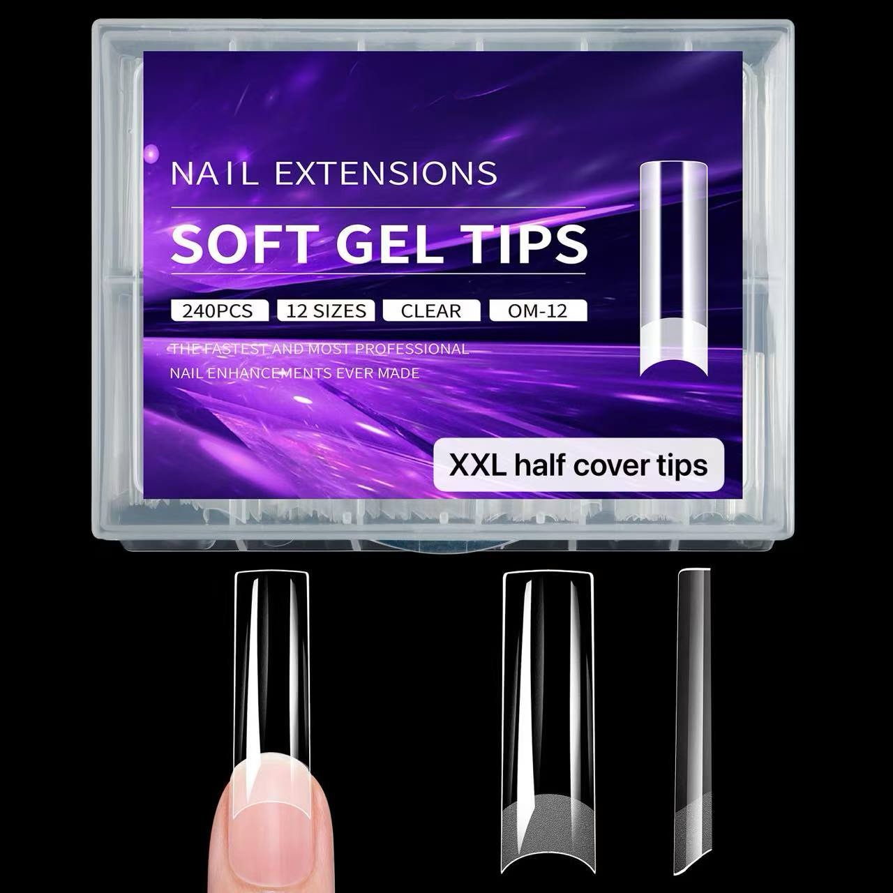 Tips soft gel profesional 240pc prelimados CURVA C XXL JUN-JP15 ...